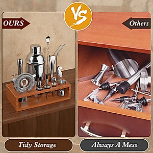 Vabaso Bartender Kit, Cocktail Shaker Set for Mixed Drink Home Bar, 25oz Professional 18/8 Stainless Steel Bar Tool Set with Cocktail Recipes Booklet, Father's Day Christmas White Elephant Gift Men