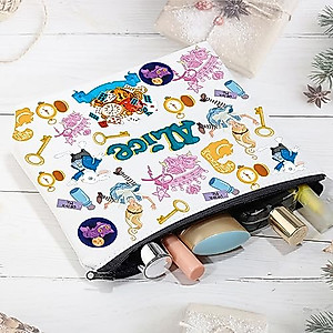 CMNIM We Are All Mad Here Alice Gift Makeup Bag Smiling Cat Wonderland Quote Cosmetic Bag Alice Fairy Tales Gifts (AIice makeup bag 1)