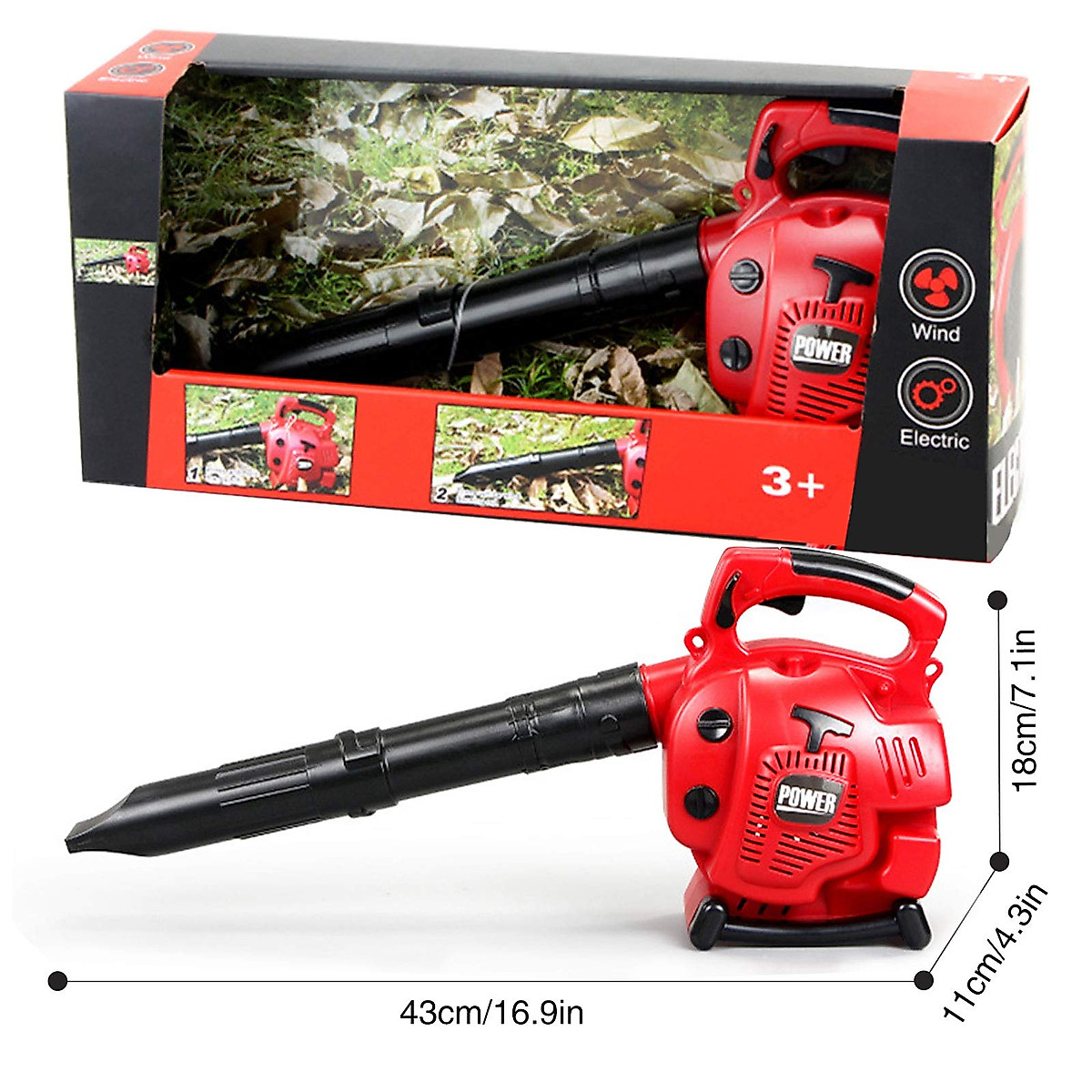 Leaf Blower Toy Tool Play Set Outside Construction Work Shop Toy Tool,Realistic Sounds and Wind,Pretend Play Series Outdoor Preschool Gardening Lawn Toy Gift for Toddler Baby Children Boys and Girls