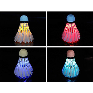 [8 Pack] LED Badminton Set, Shuttlecock Dark Night Glow Birdies Lighting Outdoor Indoor Sport Activities,Colorful