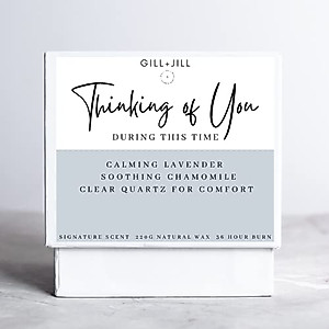 Thinking of You Aromatherapy Candle, Lavender and Chamomile Scented, Sympathy Memorial Bereavement Condolence Gifts for Loss of Loved One, Father, Mother, Natural Wax with White Quartz Crystal