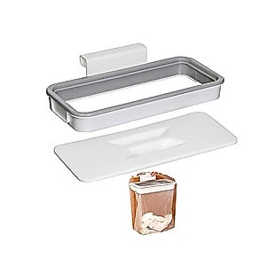 Colorido Kitchen Cupboard Hanging Trash Garbage Bag Holder with Lid Door Back Trash Can Waste Bin Rack Over The Cupboard Trash Bag Holder Random
