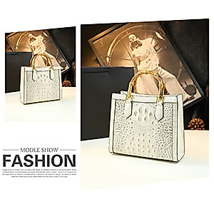 DDQYYSPP Crocodile Pattern Leather Women's Bag Bamboo Top-Handle Satchel Handbags Portable Tote Bag Shoulder Messenger Bags