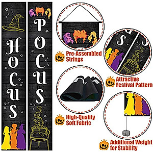 Halloween Front Porch Decor - Hocus Pocus Porch Sign Hanging Decorations Banner Outside