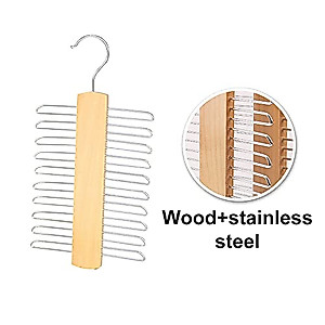 Tie Hanger Wooden Tie Rack Rotable Tie Holder for Home Office Dormitory Hotel Clothing Store