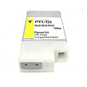 Vivid Colors New Compatible PFI-120 Yellow Ink Cartridge for Use On Canon PFI120 IPF TM-Series TM-200 TM-300 TM-305 Plotter 120 130ml Tank