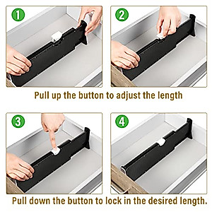 12 Pcs Drawer Dividers Organizer Adjustable Separators 4" High Expandable from 11"-17" Drawer Organization Separators Dresser Drawer Organizers Divider for Clothes Closet Kitchen Clothing Bedroom