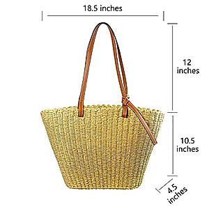 Handwoven Rattan vintage purse Bag Hollow Out Straw Beach Bag Handbag Beach Sea tote Basket Straw vacation Bag (brown)