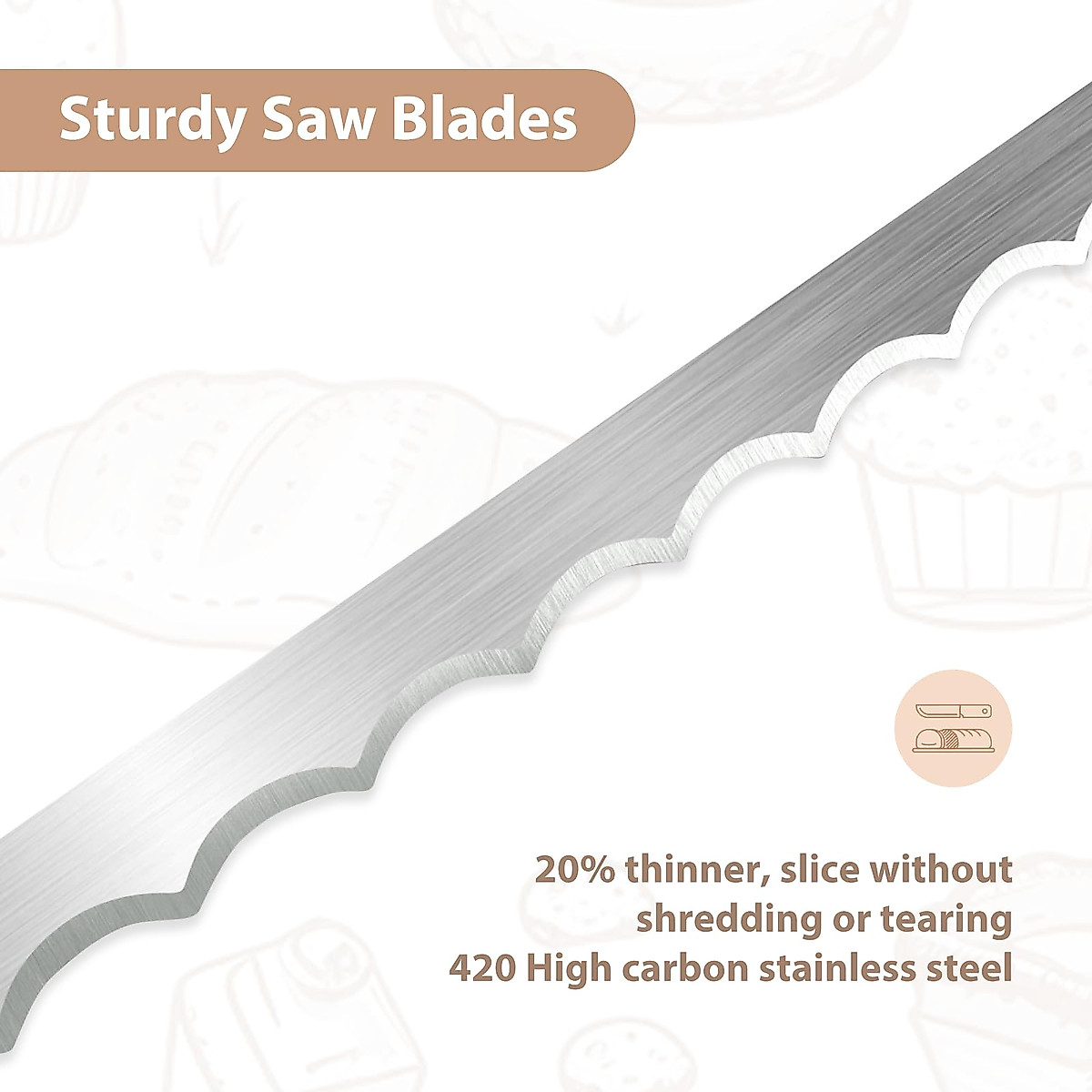 HOTTOR Bread Knife for Homemade Bread,Wooden Sourdough Bread Slicer with Bow Design,Premium Stainless Steel Serrated Saw Bread cutter for Bagels, Baguettes and More, brown