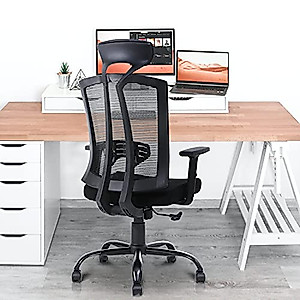 MASTERY MART Ergonomic Office Chair, High Back Mesh Desk Chair with Adjustable Headrest and Backrest, Lumbar Support, Thick Seat Cushion, Swivel Executive Task Computer Chair for Work, Home, Gaming