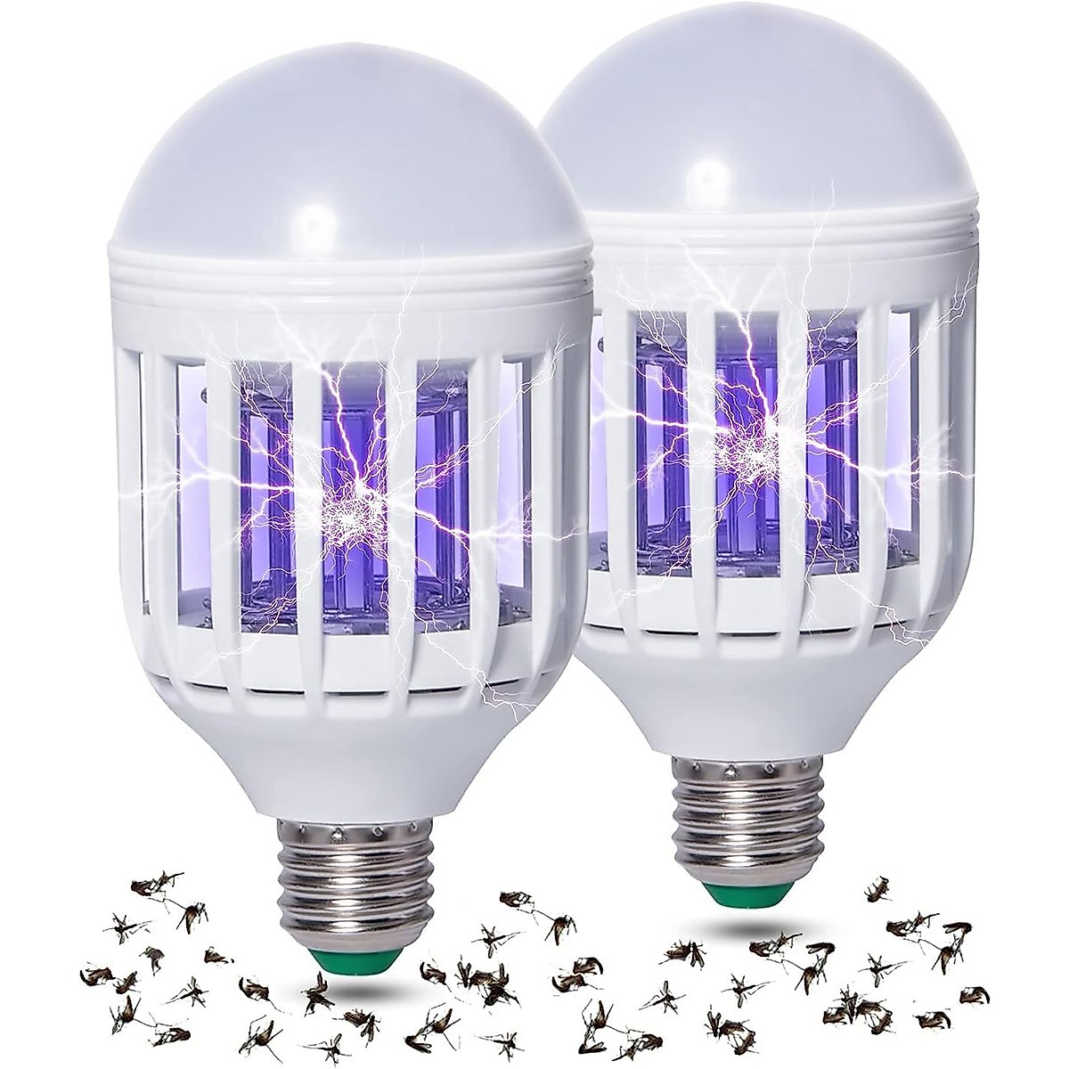 2 PACK Bug Zapper Light Bulb 2 in 1 LED Electronic Light Trap for Fruit Flies, Mosquito, Bug, Insect and Fly Control Killer - Traps