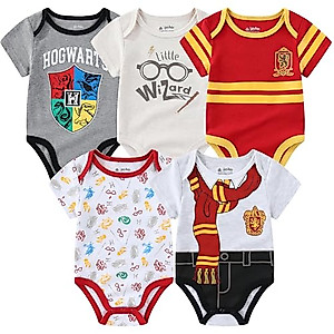 WARNER BROS Harry Potter Boy's 5-Pack Hogwarts, Gryffindor and Wizard Creepers, NB