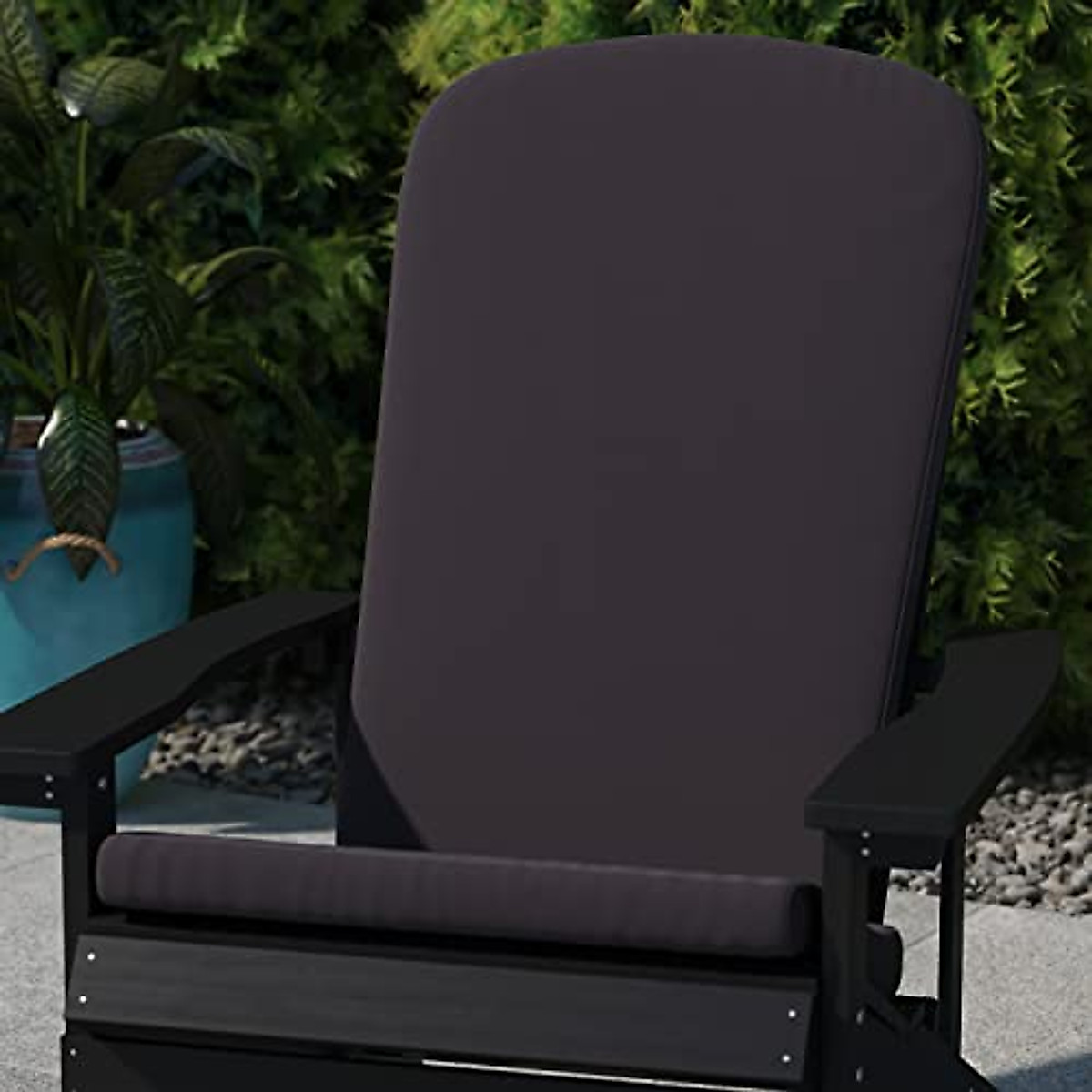 Flash Furniture Charlestown Set of 2 All Weather Indoor/Outdoor High Back Adirondack Chair, Patio Furniture Replacement Cushions, Gray