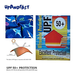 upandfast Baby Boys Swimsuit Long Sleeve One Piece Swimwear Zip Rash Guard Sun Protection (Blue Shark, 24-36 Months)