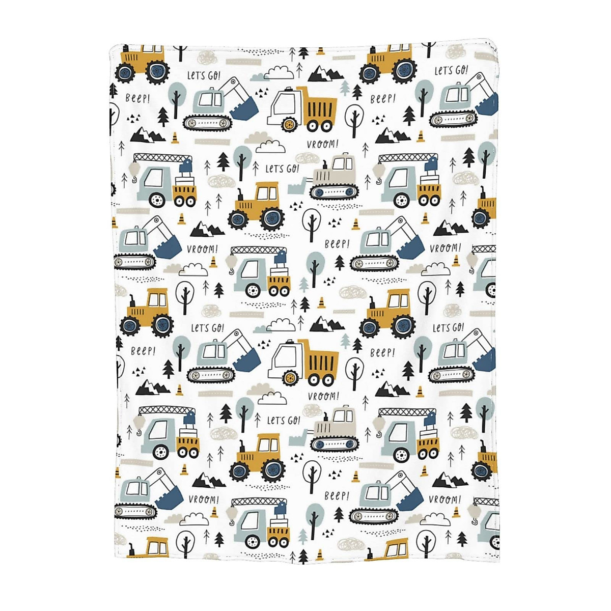 Cute Excavator Throw Blanket Flannel Fleece Truck Blanlet Autumn Lightweight Soft Fuzzy Cozy Travel Blanket for Couch Bed Fall Decor Thanksgiving Kids Boys Girls 60"x50"