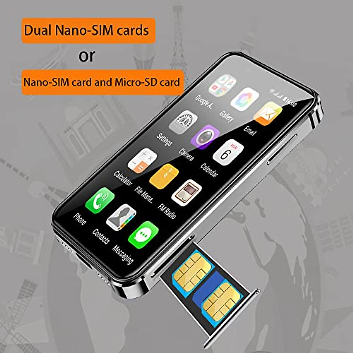 Hipipooo Super Small Mini Smartphone 3G Dual SIM Tiny Mobile Phone 2GB RAM 32GB ROM 5.0MP Quad Core Dual Standby Unlocked Small Phones Kids Phone Pocket 3.0 Inch Android Child Mini Cellphone (Black)