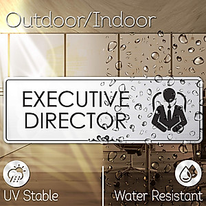 Executive Director Office Door Sign Name Plates for Desks, Brushed Silver, Engraved, 3" x 9", Fade Resistance, Indoor/Outdoor Use, USA MADE By My Sign Center