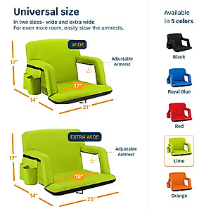 Alpcour Reclining Stadium Seat – Wide Bleacher Chair with Back Support and Cushion, Armrests, Side Pockets, and Bleachers Hook – Best Stadium Seats Chairs for Camping, Kayak, & Paddle Board Backs