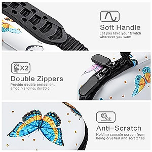 Butterfly Nintendo Switch Case, Nintendo Switch OLED Case, Nintendo Switch Carrying Case for Girls Boys, Protective Hard Shell Portable Swtich Case for Nintendo Switch Console & Accessories, White