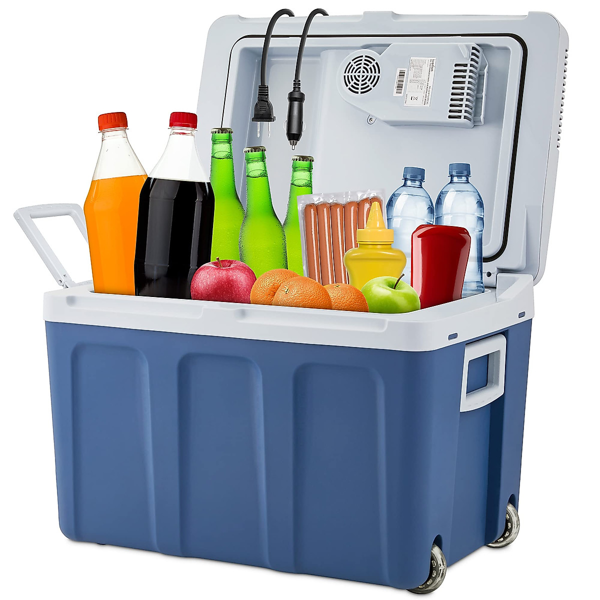 Ivation Electric Cooler & Warmer with Wheels & Handle |48 Quart (45 L) Portable Thermoelectric Fridge For vehicles & Trucks| 110V AC Home Power Cord & 12V Car Adapter for Camping, Travel & Picnics