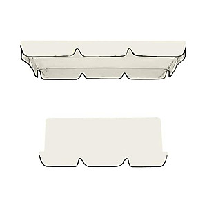 Porch Swing Canopy Waterproof Top Cover Set, Garden Swing Seat Replacement Canopy Awning Canopy Cover/Seat cover Outdoor Patio Ham-mock Swing Seat Cushion Cover (Beige #)
