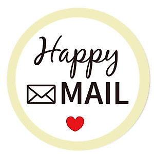 Round Happy Mail Stickers, 2 Inch Red Heart/Happy Mail Labels-Packaging Envelope Sealing Stickers for Small Business, Online retailers,Small Shops and More.(504 pcs) (2 inch)