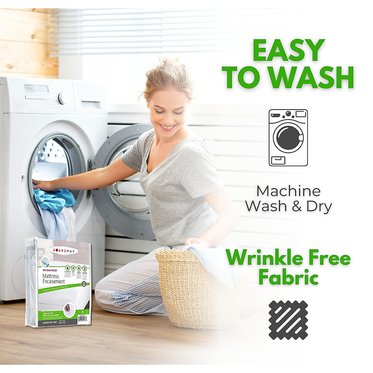 Guardmax Full XL Mattress Cover - 100% Waterproof, Bed Bug Proof, Hypoallergenic, Breathable, White