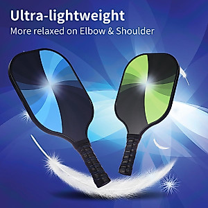 Pickleball Paddles Set of 2- Premium Rackets Fiber Face & Polymer Honeycomb Core Pickleball Set Includes 2 Pickleball Paddles + 4 Pickleball Balls + 1 Bag (ShuangMian)