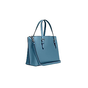 COACH Leather Mollie Tote 25 (SV/Pacific Blue)