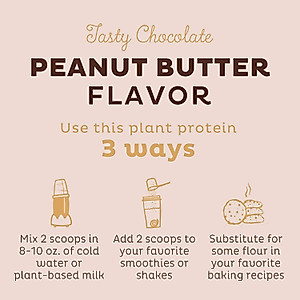 KOS Vegan Protein Powder, Chocolate Peanut Butter - Low Carb Pea Protein Blend, USDA Organic Superfood with Vitamins & Minerals - Keto, Soy, Dairy Free - Meal Replacement for Women & Men - 10 Servings