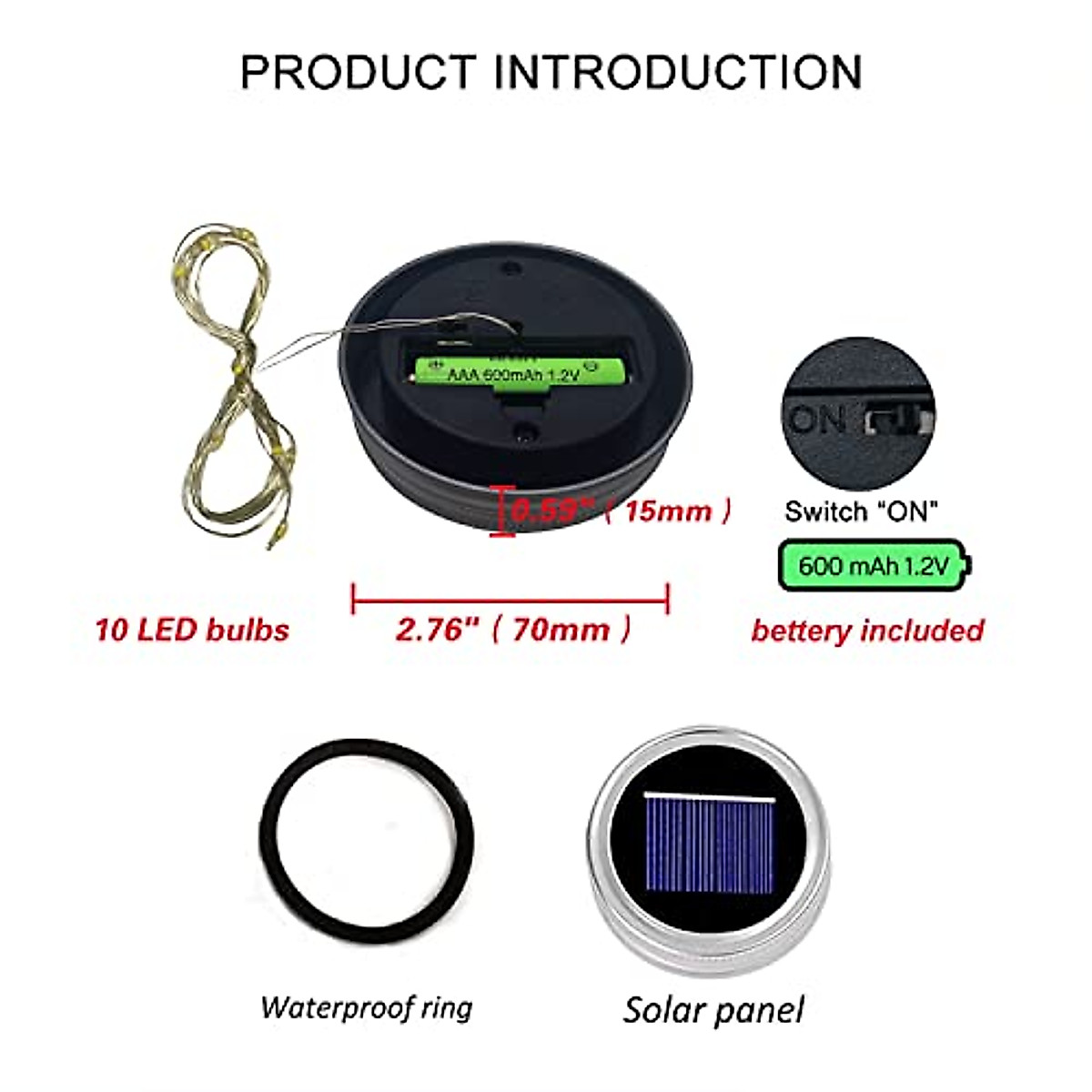 Dracarys 3 Pack Mason Jar Solar Lights Lids – Solar Fairy Lights for Mason Jar(NO Jars) - Festival Garden Patio Porch Backyard Wedding Party Decor LED Solar Mason Jar Lid – (Warm White)