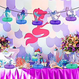 10 Pcs Mermaid Party Supplies Mermaid Birthday Honeycomb Centerpieces for Under The Sea Party Decorations Table Honeycomb for Ocean Mermaid Theme Birthday Baby Shower Wedding Party Favors