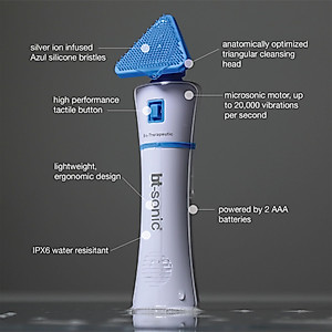 Bio-Therapeutic bt-Sonic Facial Cleansing Brush, Ultrasonic Handheld Silicone Face Cleanser, Exceptional Quality Water Resistant Face Exfoliator