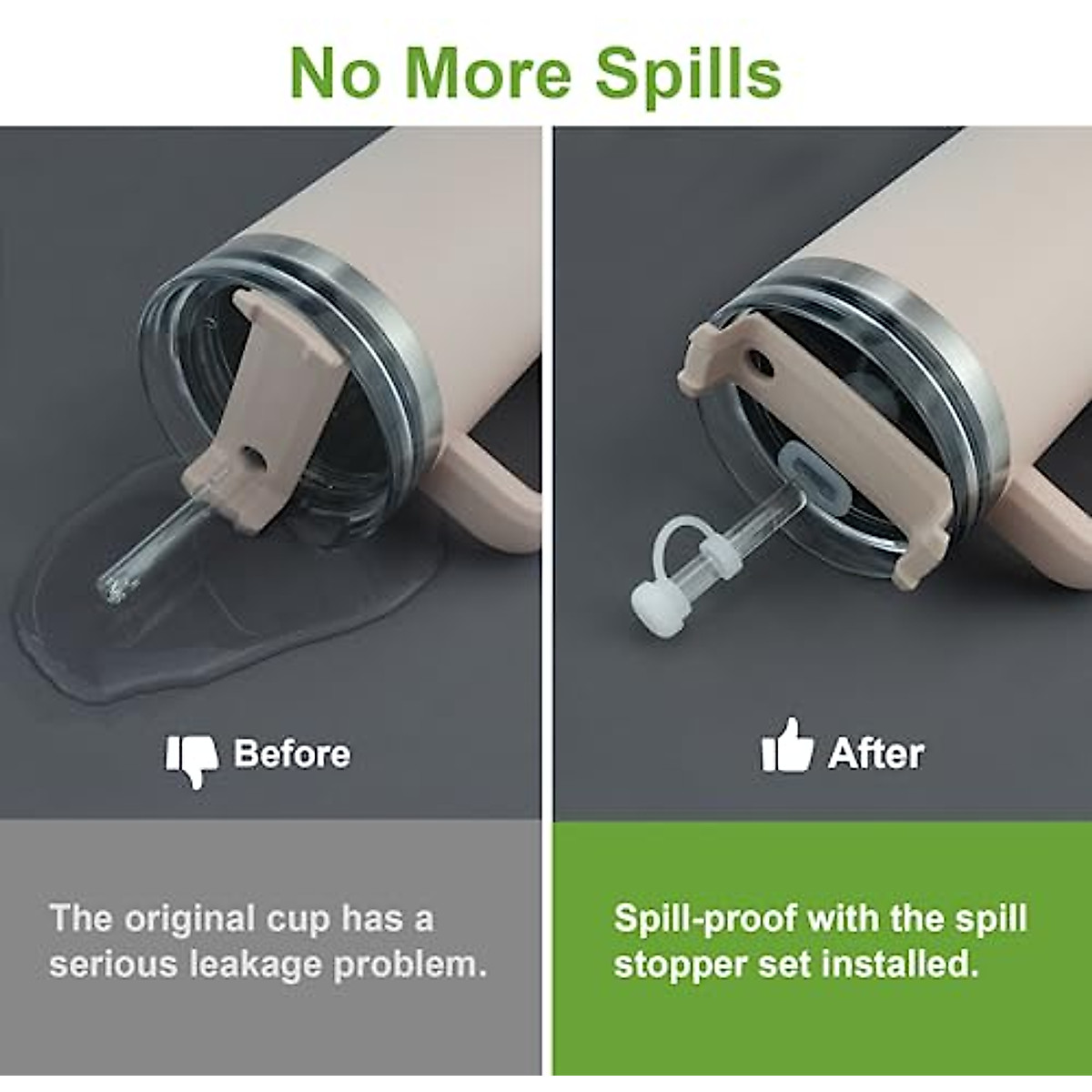 Silicone Spill Proof Stopper Set and Replacement Straws for Stanley H1.0 40oz 30oz Tumbler, Yoelike Reusable Clear Straws Leak Proof Straws Topper Accessories for Stanley Mug Cup