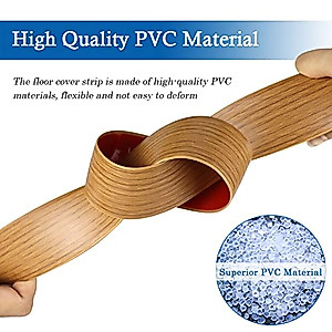 Floor Transition Strip Floor Cover Strips Self Adhesive Flooring Transitions Laminate Floor Strip 2" Wide Vinyl Floor Flat Divider Strip Elegant Wood Grain Design (10Ft, Light Brown)