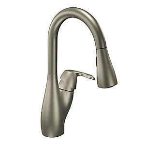 Moen 7599SL Medora Single Handle Kitchen Faucet with Pullout Spout, Stainless (Not CA/VT Compliant)