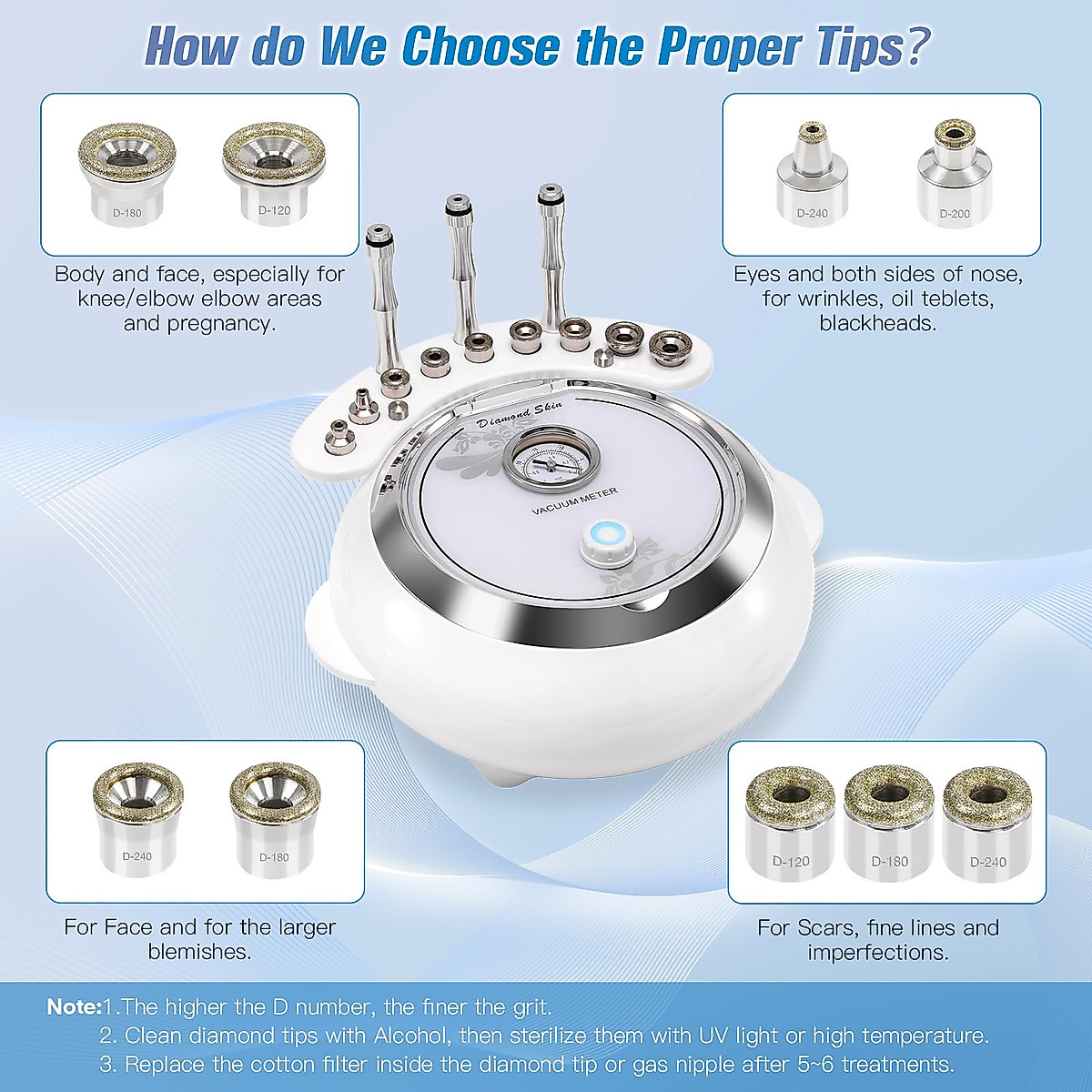 3 in 1 Diamond Microdermabrasion Machine, TopDirect Facial Skin Care Salon Equipment w/Vacuum & Spray (Strong Suction Power: 65-68cmhg)