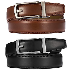 CHAOREN Click Belt for Men 2 Pack - Mens Dress Belt 1 1/4" in Packing Box - Design Belt Meet Almost Any Occasion and Outfit