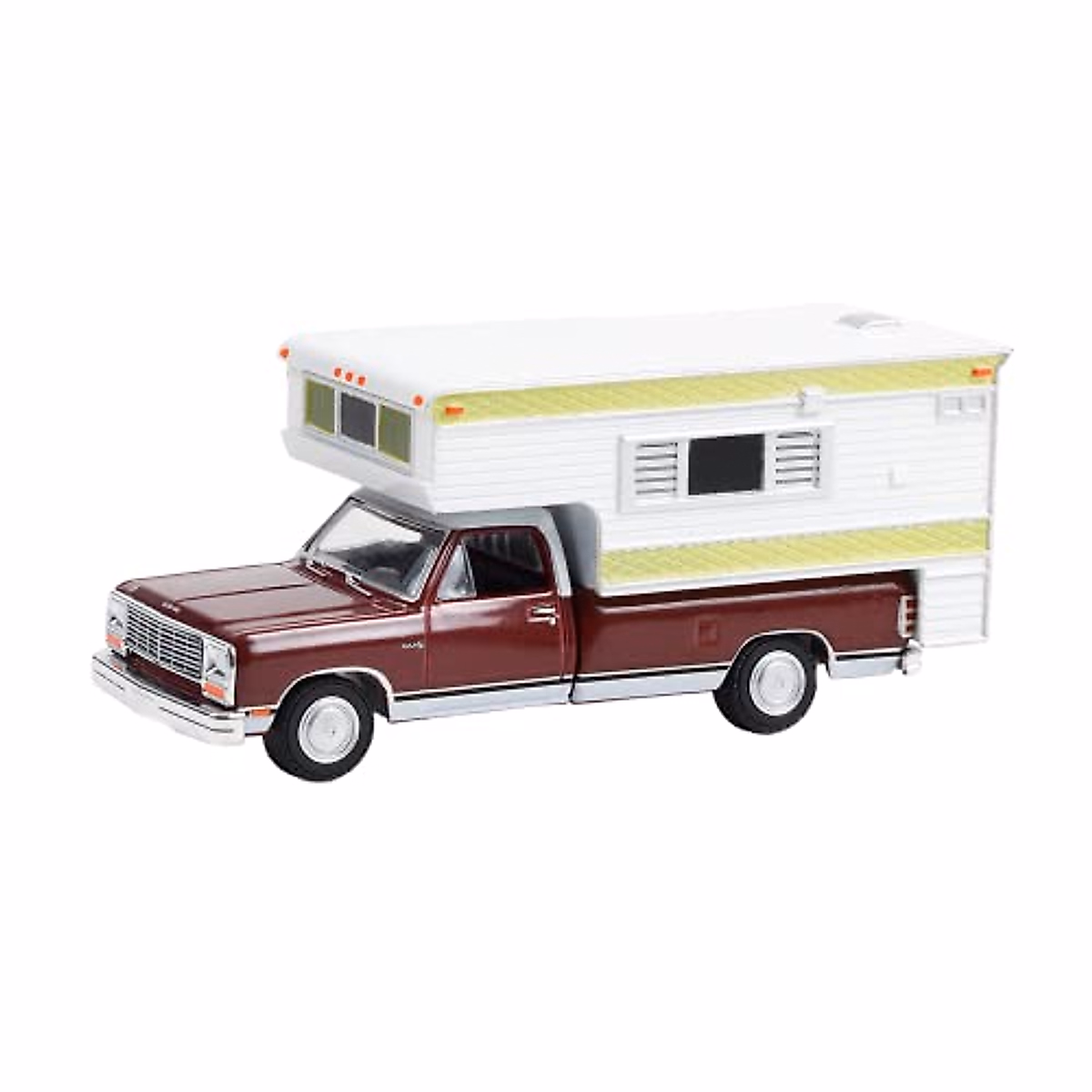 Greenlight 30409 1981 Dodge Ram D-250 Royal with Large Camper - Medium Crimson Red and Pearl White (Hobby Exclusive) 1/64 Scale Diecast