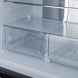 GarveeHome French Door Refrigerator, 18.8 Cu.Ft. Counter Depth Stainless Steel Refrigerators, 4 Door Fridges Full Size Bottom Freezer Kitchen Fridge, Automatic Defrost, LED Lighting