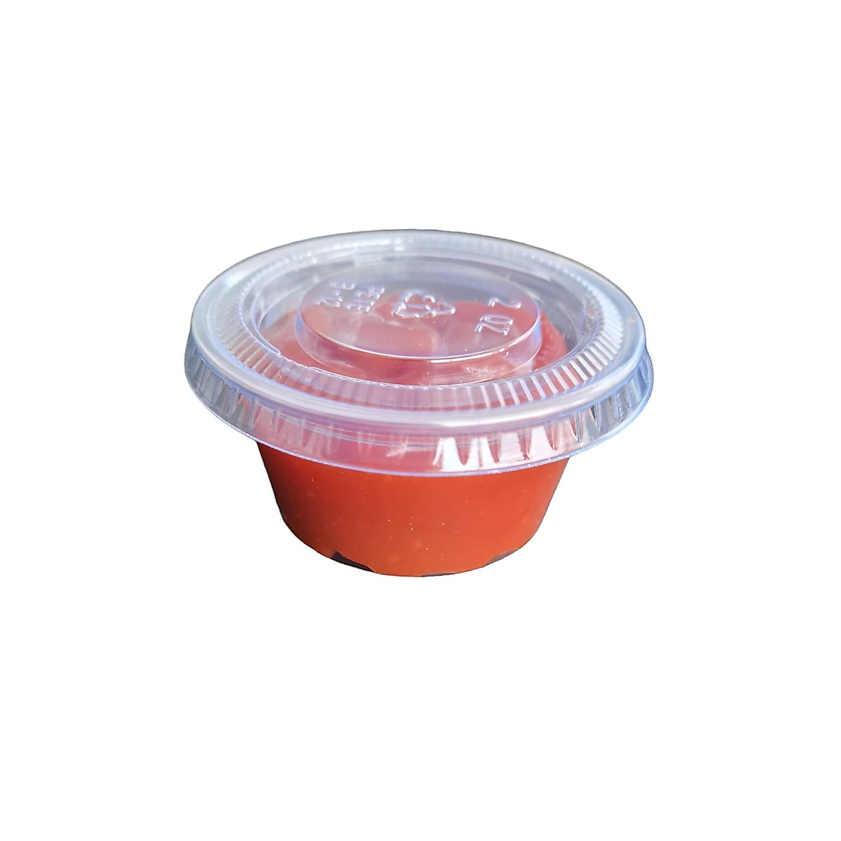 Popular Shop Stop 100 count, 2 oz Disposable Cups with Snap On Lids Great for Condiments, Jello Shots, Sauces Ketchup, Liquids and Small Food Portions