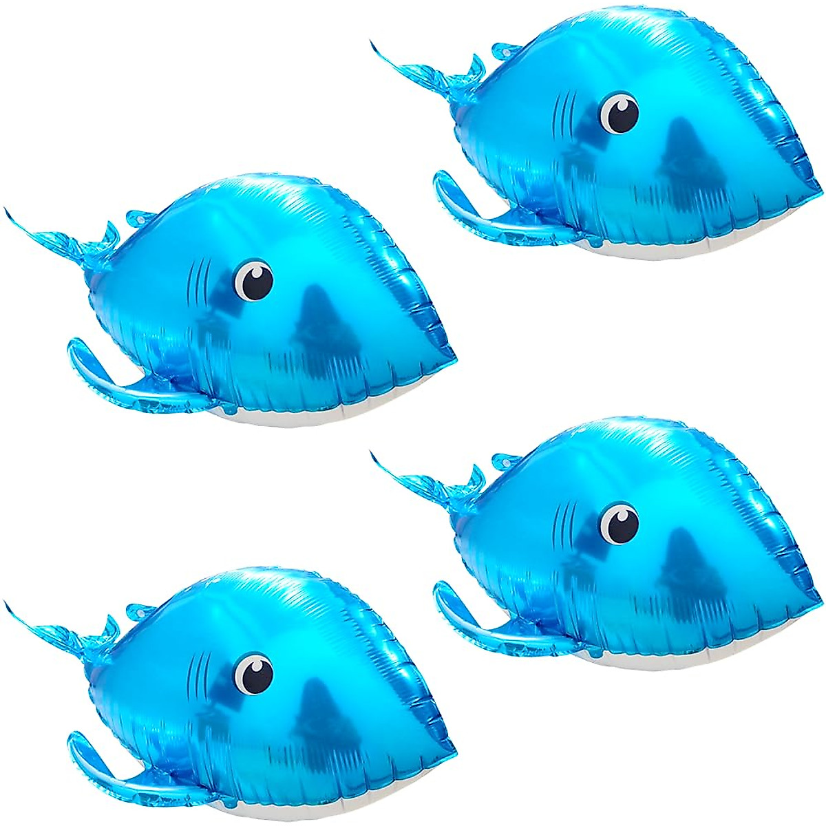 Cute 4D Whale Balloons Under The Sea Decorations Ocean Balloons, 4 Pack Gaint 37'' Whale Shape Mylar Foil Balloons Sea Animal Balloons Fish Balloons Beach Party Supplies, Blue