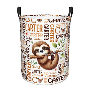 Personalized Laundry Sloth Hamper Basket,Custom Sloth Gifts with Name,Sloth Laundry Basket,Oxford Fabric Clothes Hamper With Handles For Bathroom Bedroom,Dormitory Room,Laundry Room,Medium