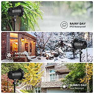 SYOND Christmas Snowflake Projector Lights Outdoor Indoor, Highlight White Snow LED Snowfall Show Projection Lamp,IP65 Waterproof Decorative Lighting for Xmas Home Party Wedding Garden Patio Landscape