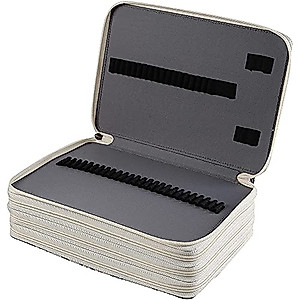 Shulaner 200 Slots Colored Pencil Case with Zipper Closure Large Capacity Butterflies and Rose Pattern Pencils Bag Waterproof Leather Pen Organizer Storage Holder for Artist