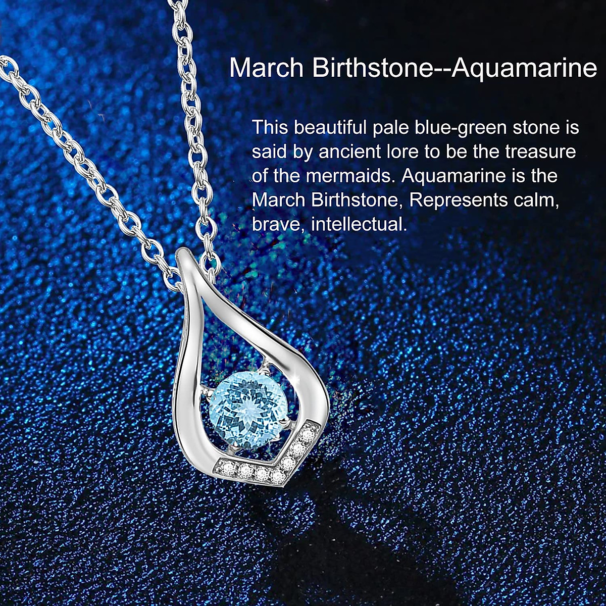 KIMIEVOL Necklaces for Women Aquamarine March Birthstone Necklace Sterling Silver Infinity Pendant Anniversary Birthday Christmas Jewelry Gifts for Women