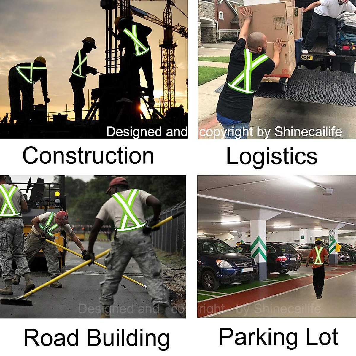 Shinecailife Extra Wide/Big High Visibility Safety Reflective Vest,2" Wide Strap,0.8" Wide Reflective Strip,Adjustable,Elastic for Safety Running,Construction,Cycling,Walking,Size 4-22(S-2XL)