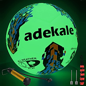 Soccer Balls Size 4,Glow in The Dark Official Size Soccer Ball,Indoor/Outdoor Light Up Training Ball with Pump and Needles,Street Ball Game for Men