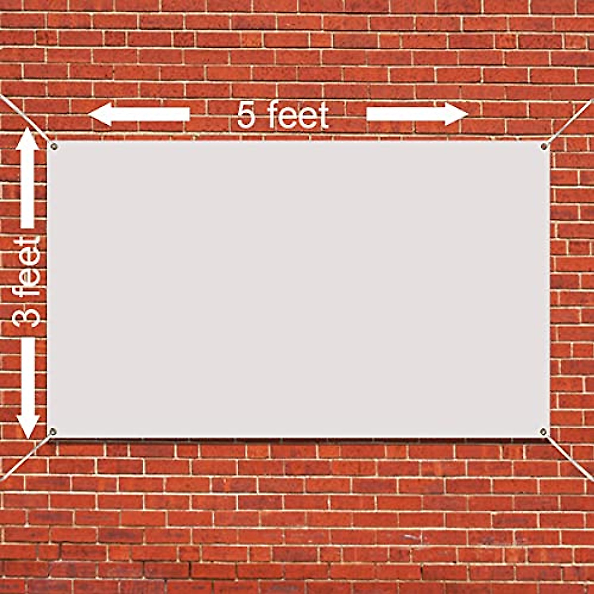 NapTags Blank Polyester Cloth Banner with 3/8 inch Nickel Grommets, 5 feet x 3 feet banner with 12 foot white hanging rope