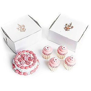 The Queen's Treasures 18 Inch Doll Bakery Food Accessories, 4 Mini Cupcakes and Party Cake with 2 Bakery Boxes,Compatible with American Girl Furniture